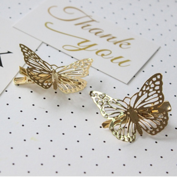 Star Posh | Accessories | 2 Gold Butterfly Hair Clip | Poshmark